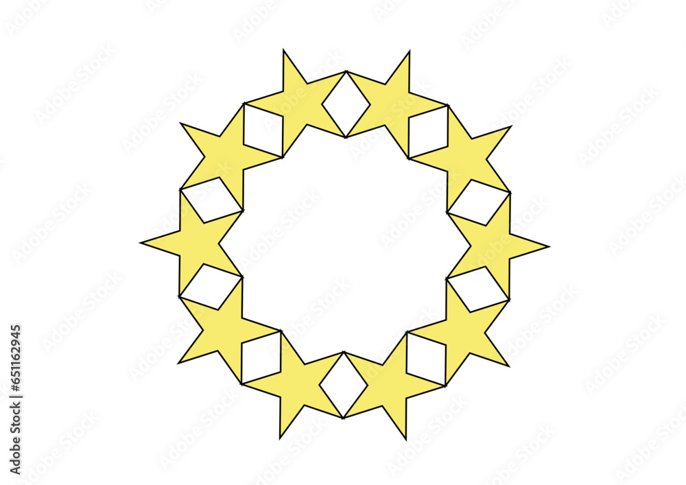 umrandung aus einem ringförmigem kranz aus zehn gelben sternen ...