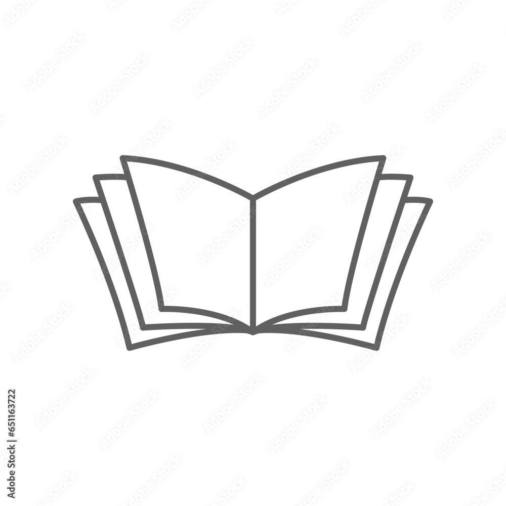 Open book outline icon. E-book, cover digital magazine, dictionary ...