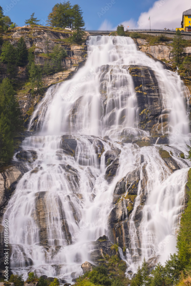 Detail of the falling waters of the Toce Waterfall. Located in the ...