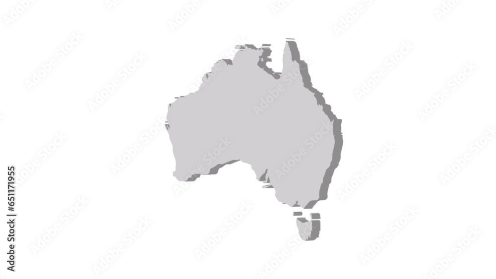 Australia map 3d grey on white background. Dynamic 4K animation motion ...