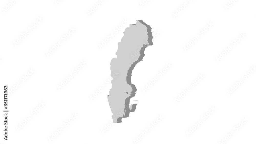 Sweden map 3d grey on white background. Dynamic 4K animation motion ...