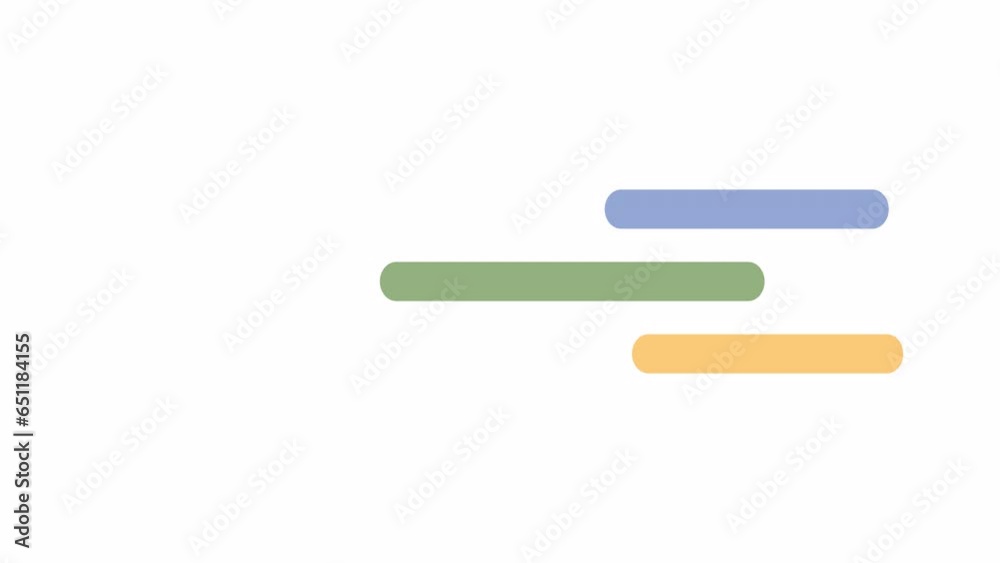 Three lines sliding side to side 2D loading animation. Horizontal ...