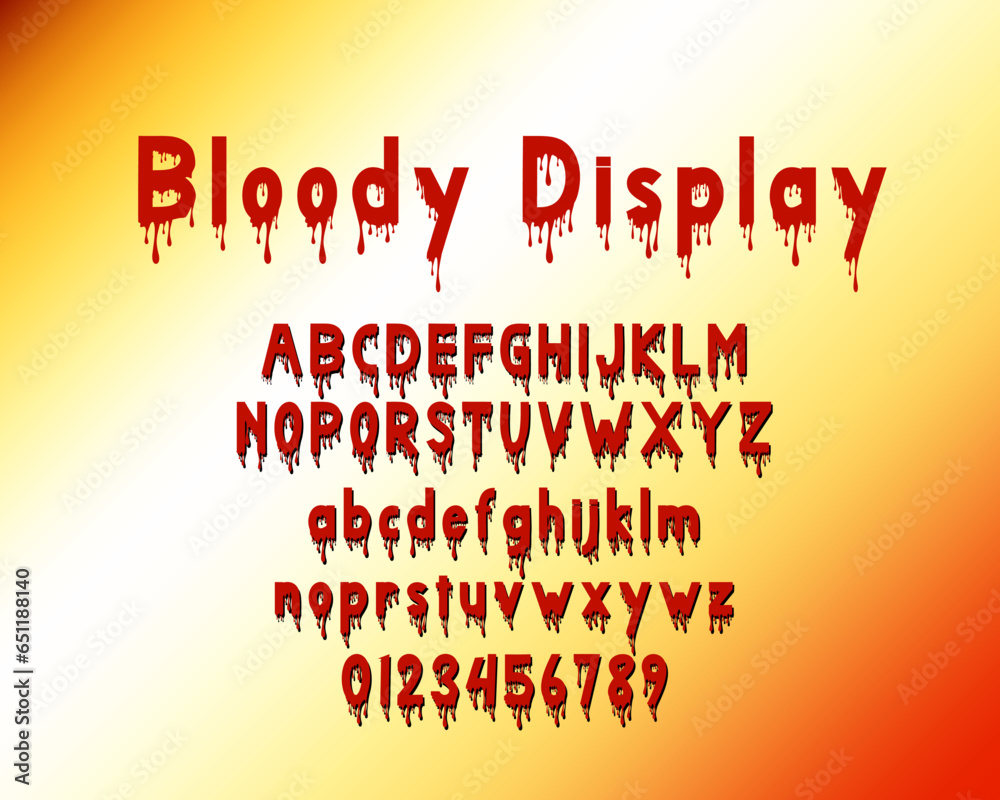 Bloody alphabet font vector scary terrible. Stock Vector | Adobe Stock