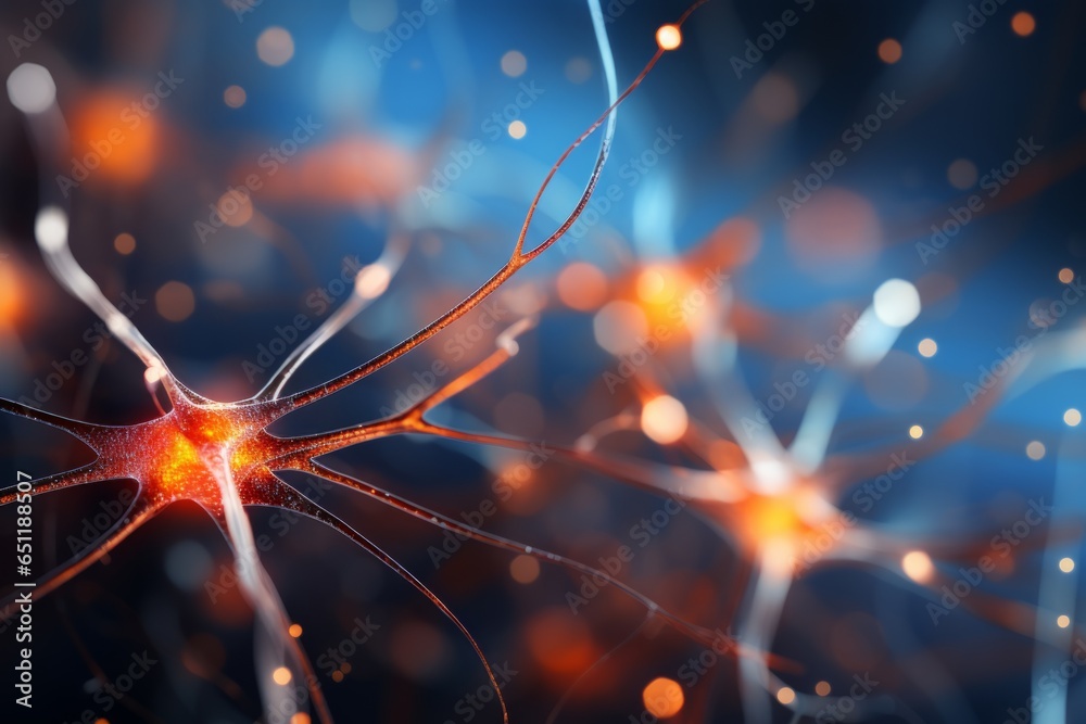 Neuron cells neural network under microscope neuro research science ...