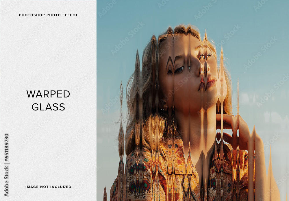 Warped Glass Image Effect Mockup Stock Template | Adobe Stock