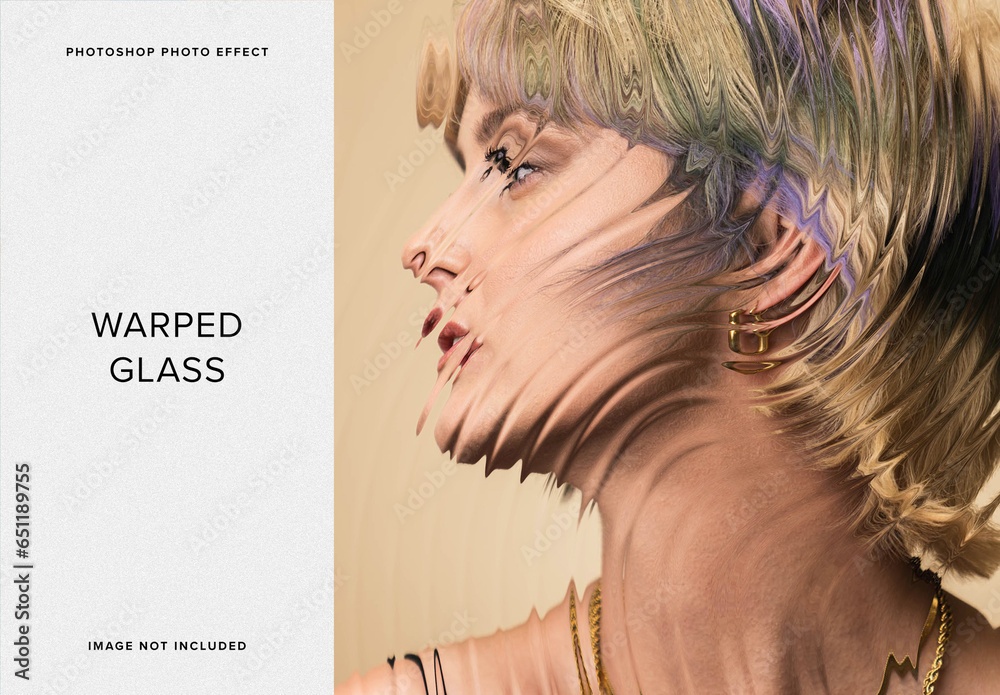 Warped Glass Image Effect Mockup Stock Template | Adobe Stock