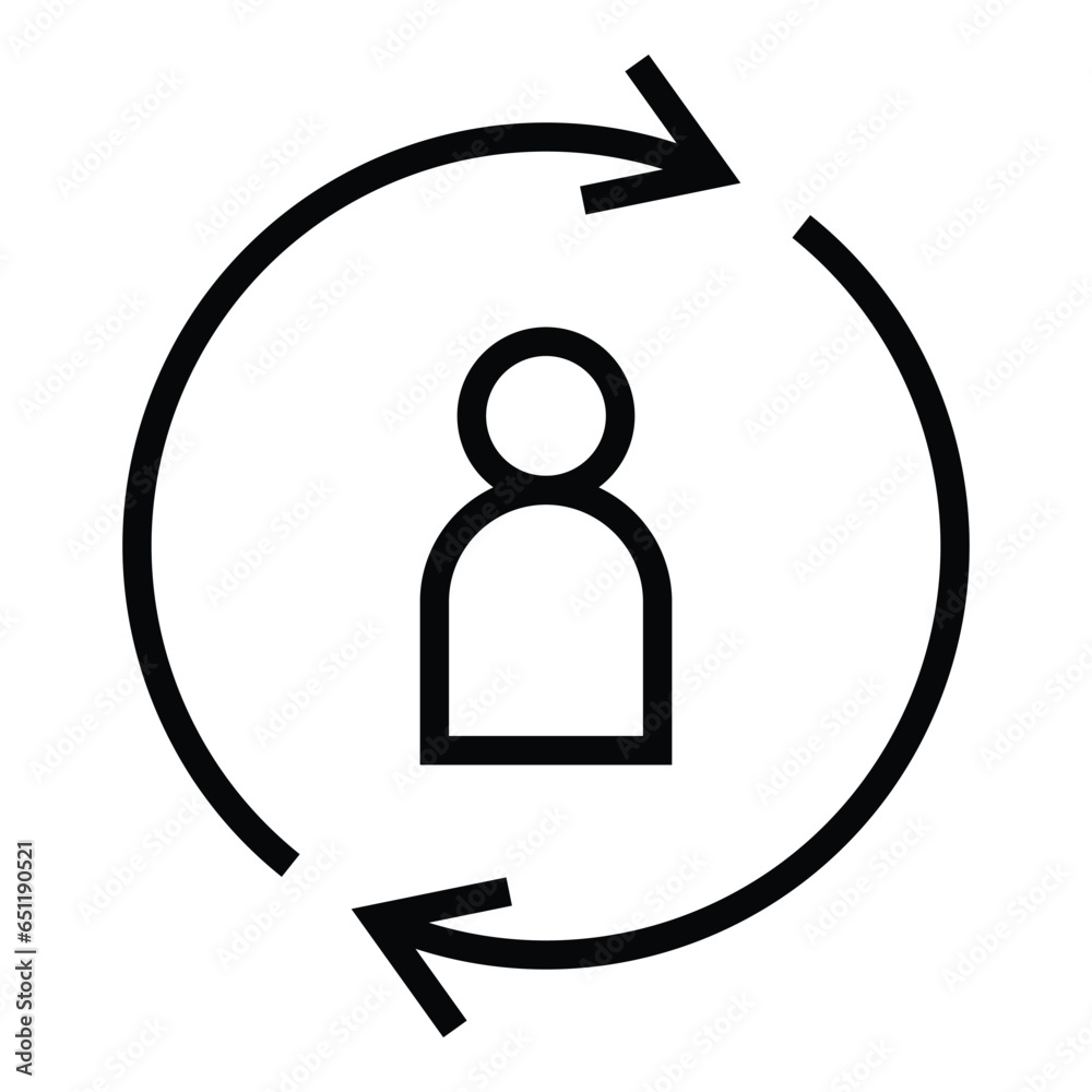 user icon and recovery symbol, vector isolated on white background ...