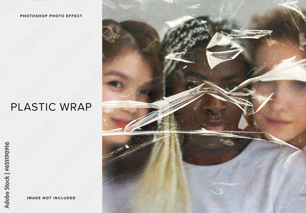 Plastic Wrap Image Effect Mockup Stock Template | Adobe Stock