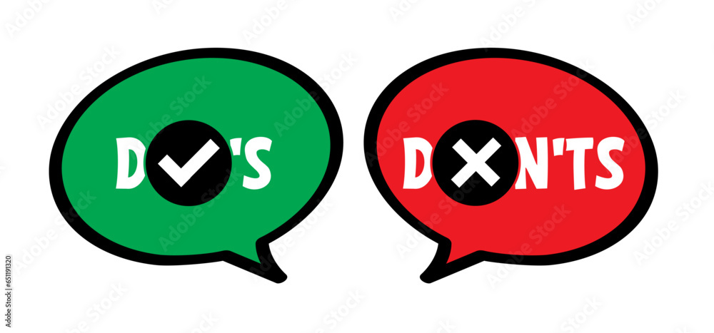 Emoticon sign. do's en don'ts or do and don't, check mark. Compliments ...