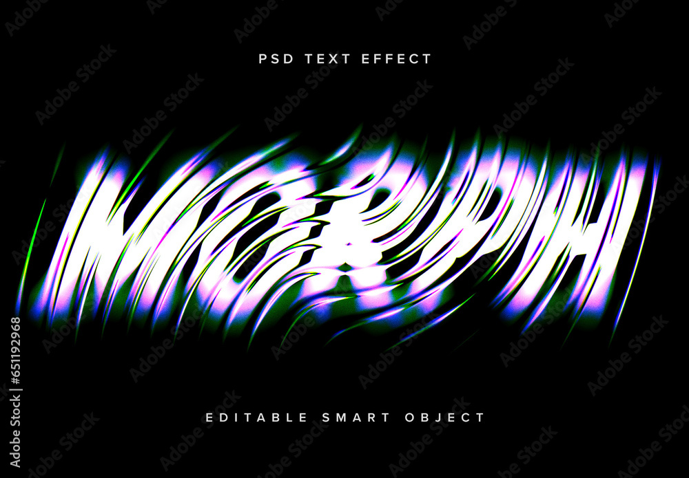 Colourful Wave Glass Distorted Text Effect Mockup Stock Template ...