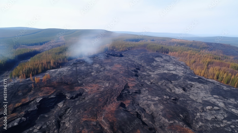 The image of the broken fault line stretching for kilometers of a very ...