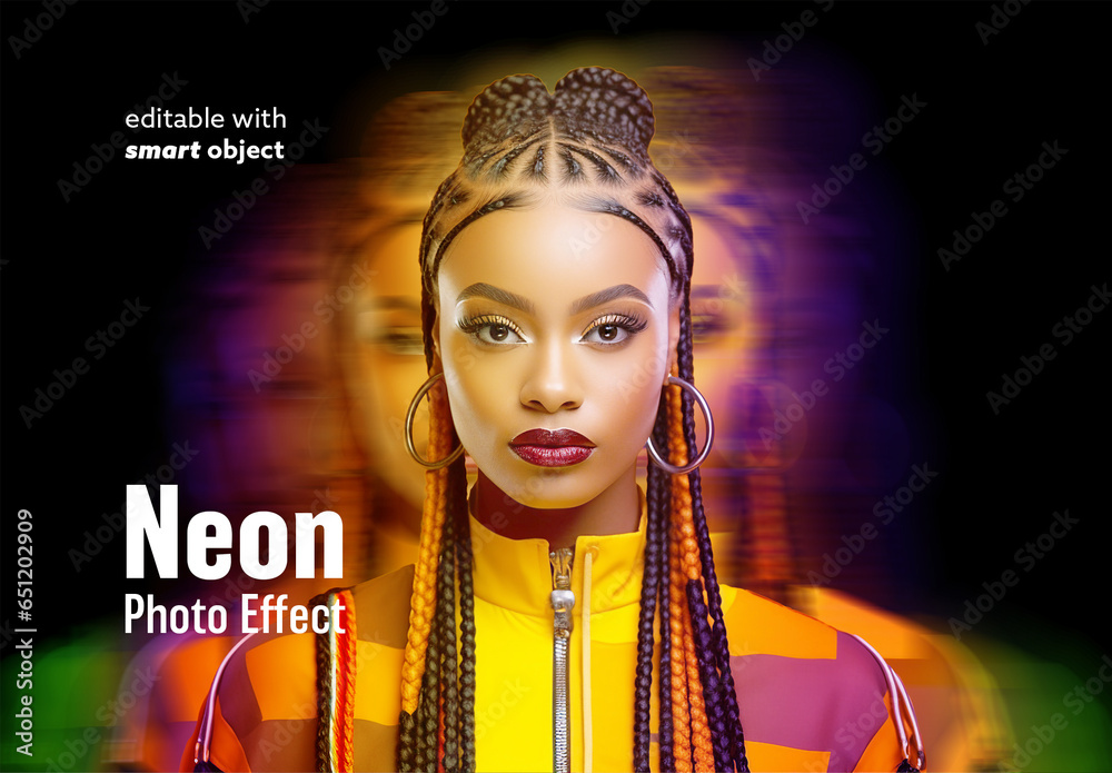 Neon Glow Photo Effect Stock Template | Adobe Stock