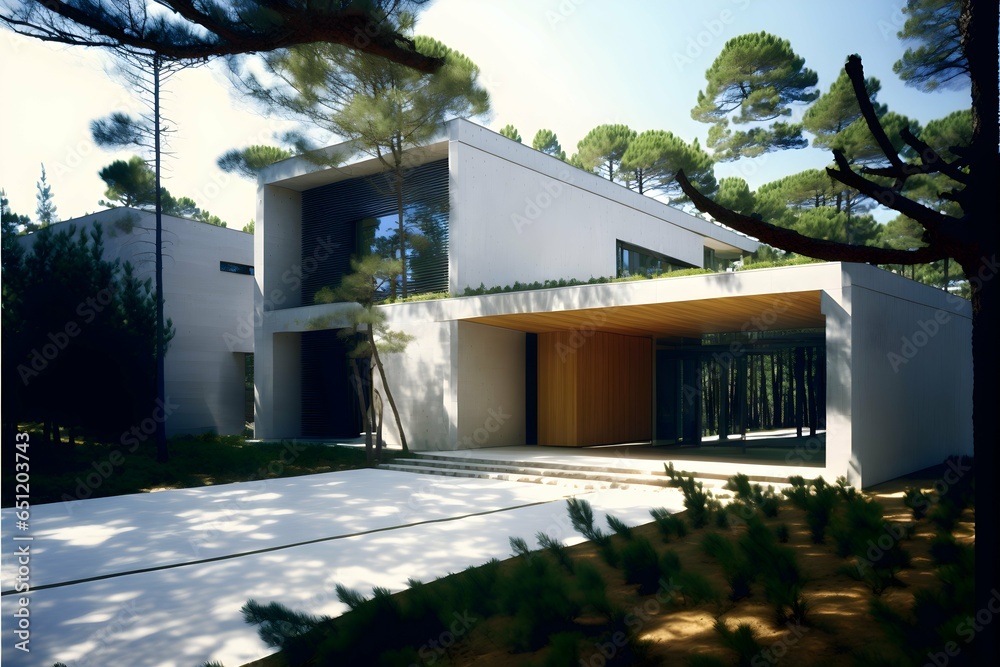 modern architectually design home made from natural materials concrete ...