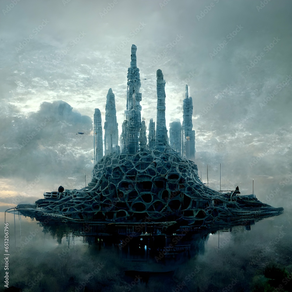 Enourmous prometheus movie Parametric dark alien futuritic Castle ...