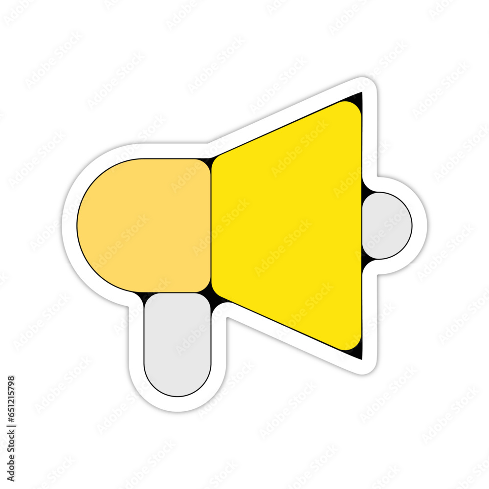 picto logo icones et symbole haut parleur porte voix annonce fin jaune ...