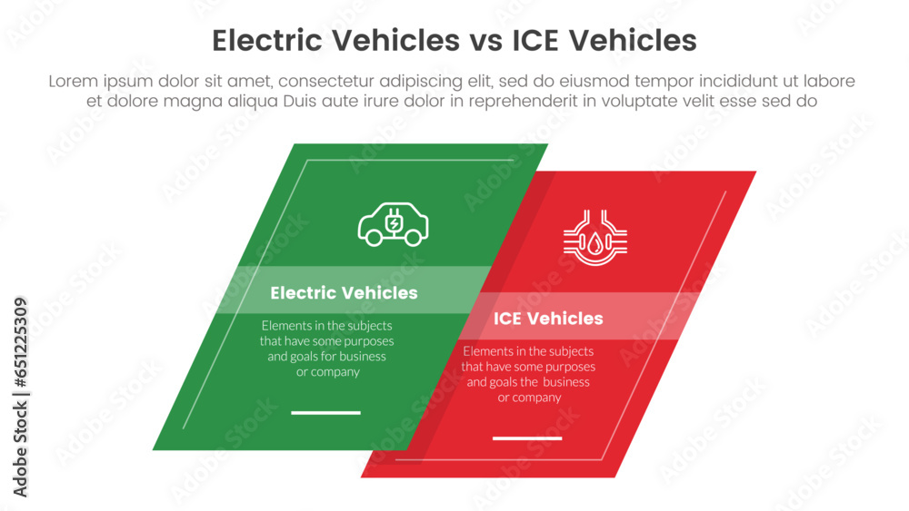ev vs ice electric vehicle comparison concept for infographic template ...