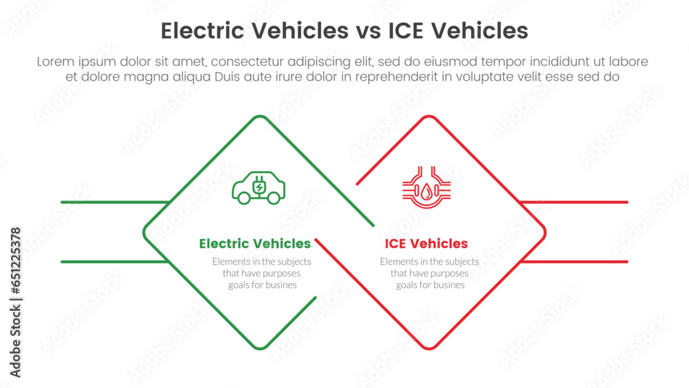 ev vs ice electric vehicle comparison concept for infographic template ...