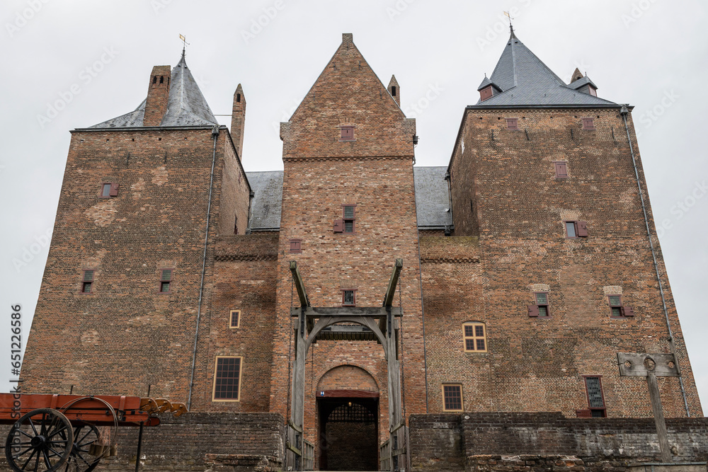 Slot Loevestein castle fort. medieval building used by military as a ...