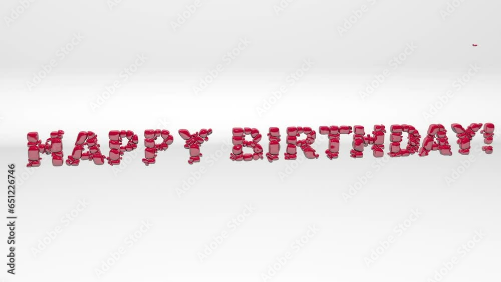 Word happy birthday in 3D style. Cartoon style 3D and glossy happy ...