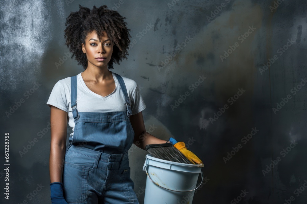 Black Woman Janitor Employee Job Workplace Backdrop Generative AI Stock ...