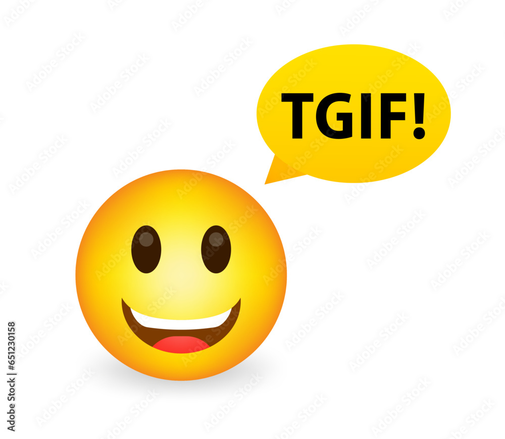 Vetor de Logo emoji tgif like thank god it's friday. Flat style ...