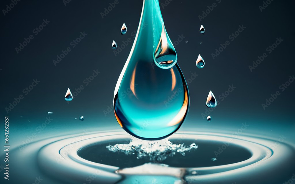 A single drop of water splashing into a clear puddle. Stock ...