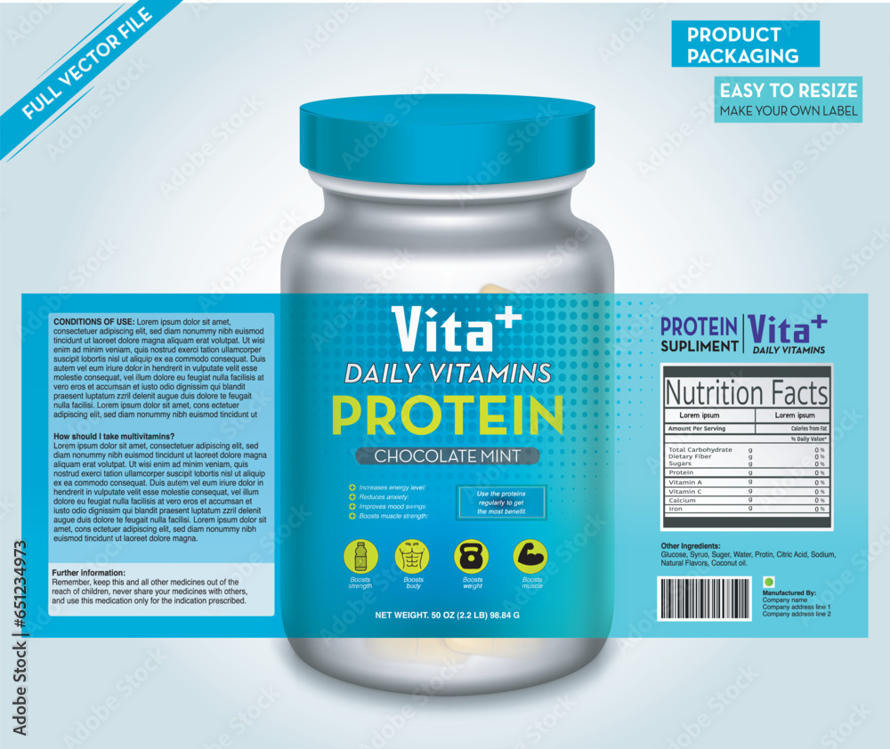 Supplement Label Design, Protein Label, Vitamin bottle packaging ...