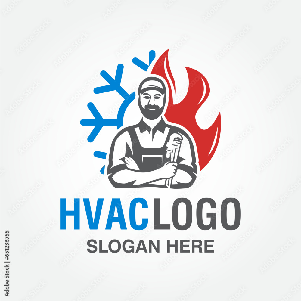 HVAC logo design vector template, heating ventilation and air ...