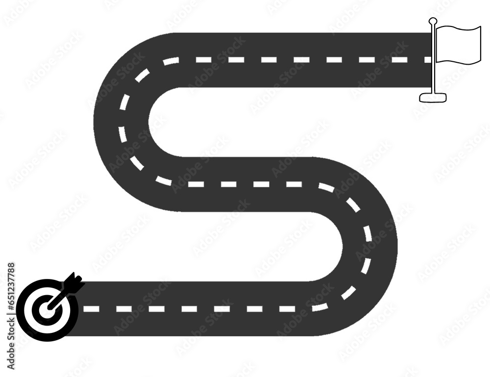 black and white roadmap road target achieve sign Stock Illustration ...