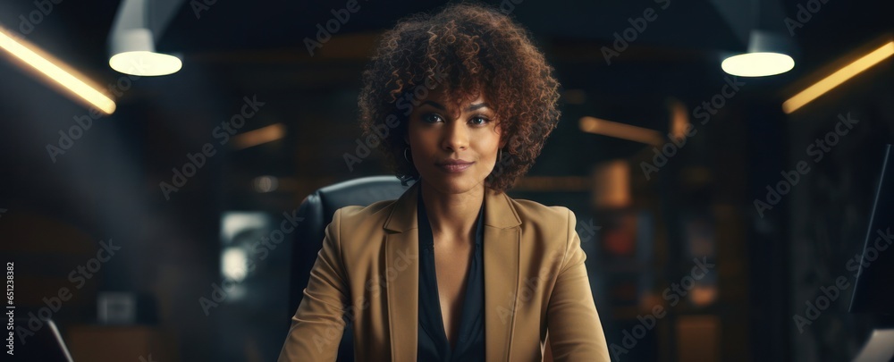 Black Female Receptionist Employee Work Role Workplace Backdrop ...