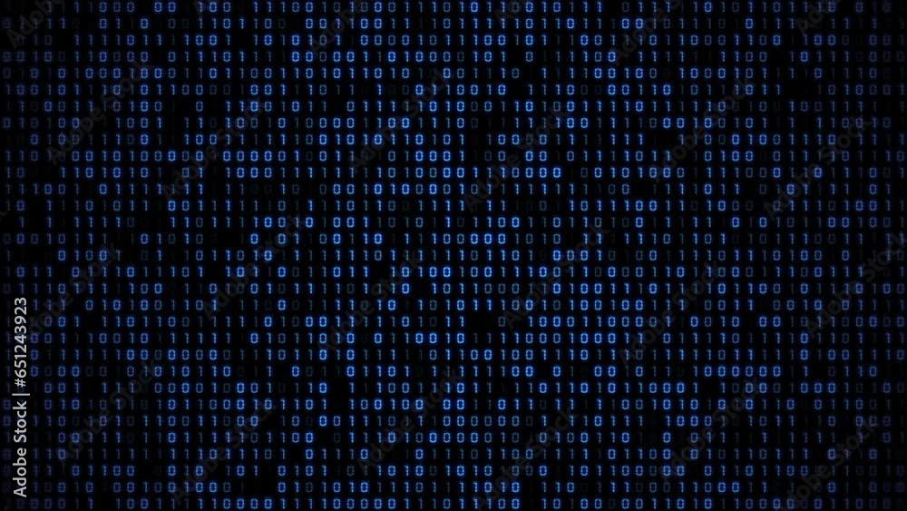 Simple CRT Monitor styled blue binary code motion background animation. This retro technology ...
