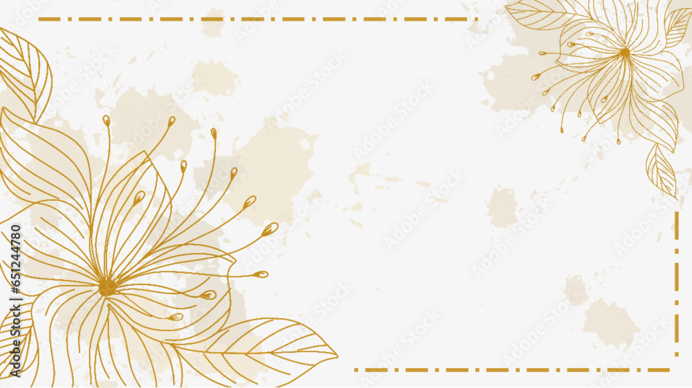 Gold frame. Plants line gold. Luxurious golden nature. White background ...