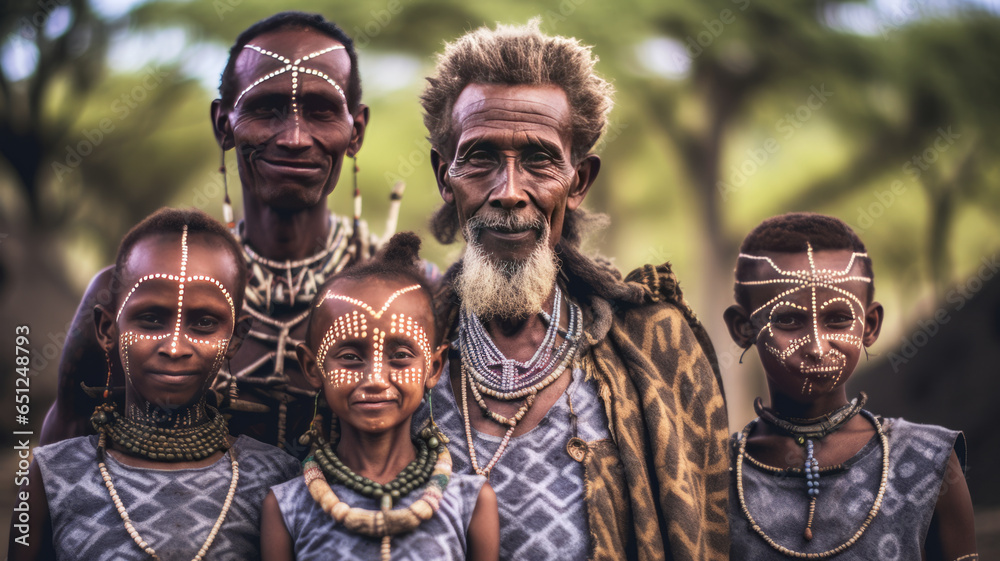 family group photo of Ethiopian native tribal family.generative ai ...