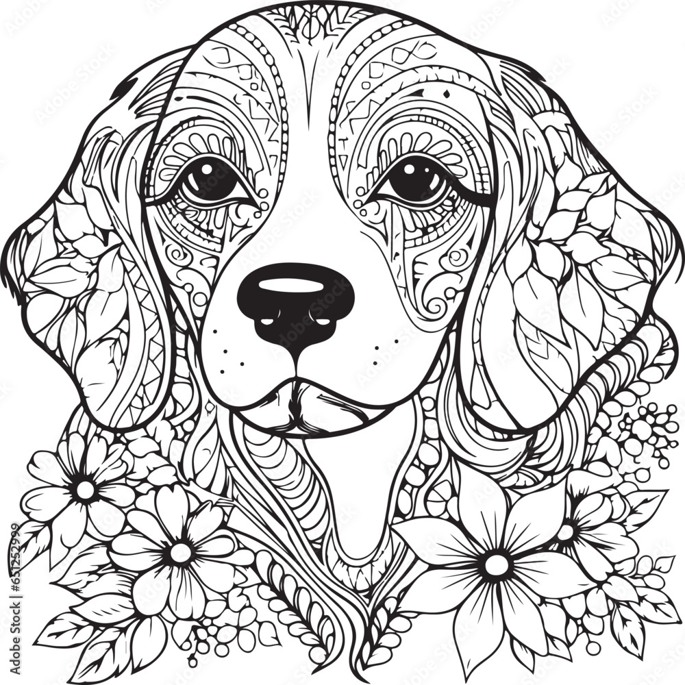 mandala dog Coloring page for adults Stock Vector | Adobe Stock