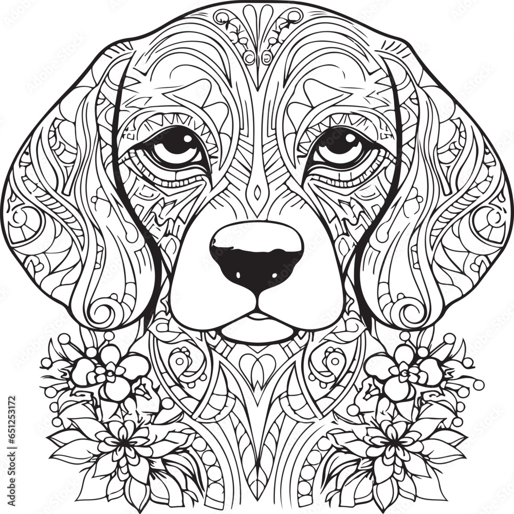 mandala dog Coloring page for adults Stock Vector | Adobe Stock