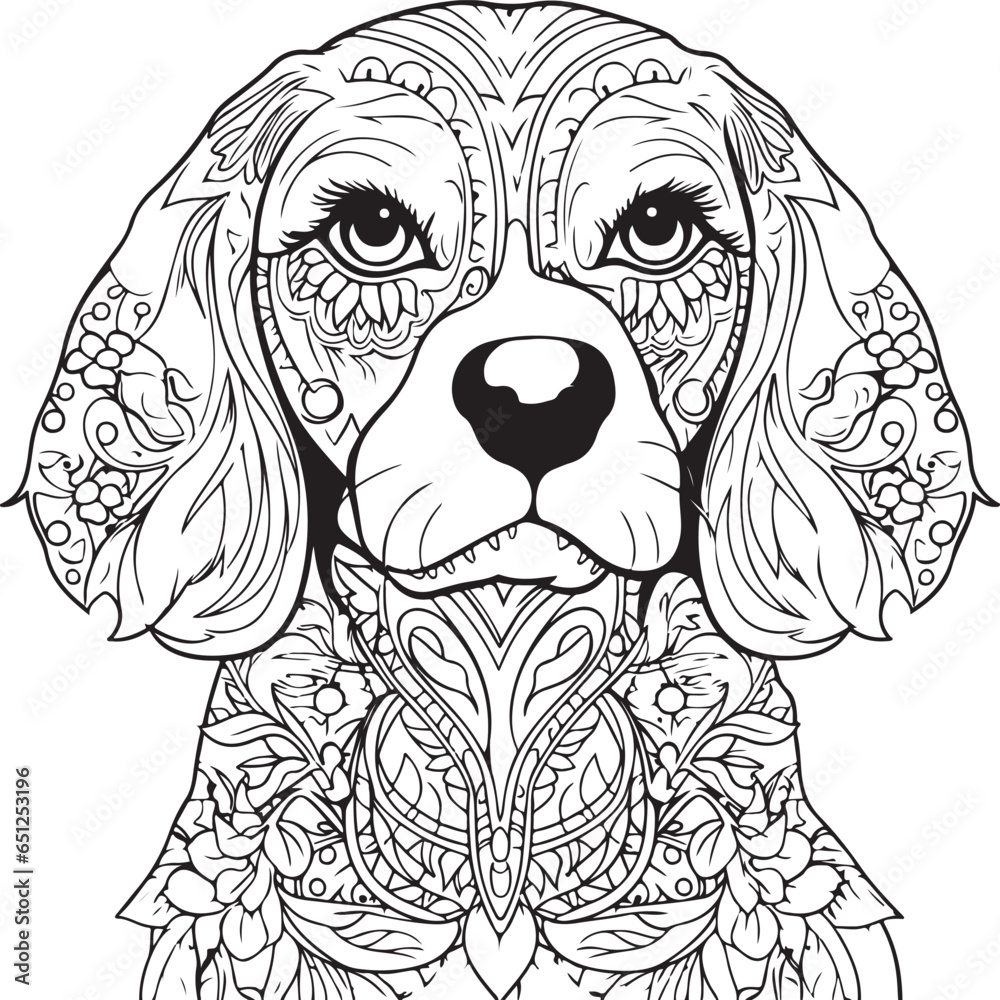 mandala dog Coloring page for adults Stock Vector | Adobe Stock