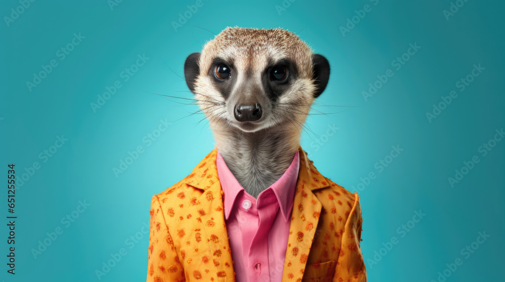 Fancy Meerkat, advertising photography, Pastel color palette background ...