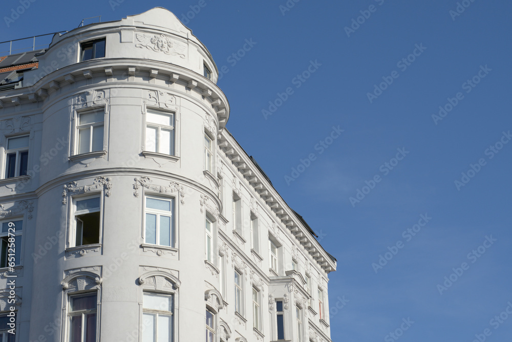 Vintage charm: Top left corner of an old, weathered building exuding ...