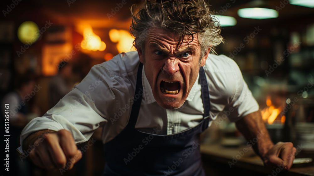 Captivating image of an angry Irish chef expressing intense frustration ...