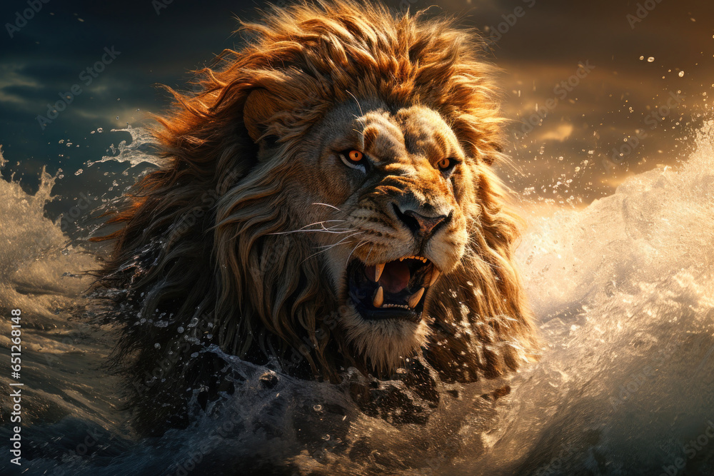 A powerful lion the beast symbolizing the Babylonian empire in the book ...