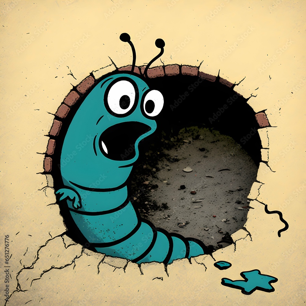 CARTOON WORM coming out of hole comic book stencil Stock Illustration ...