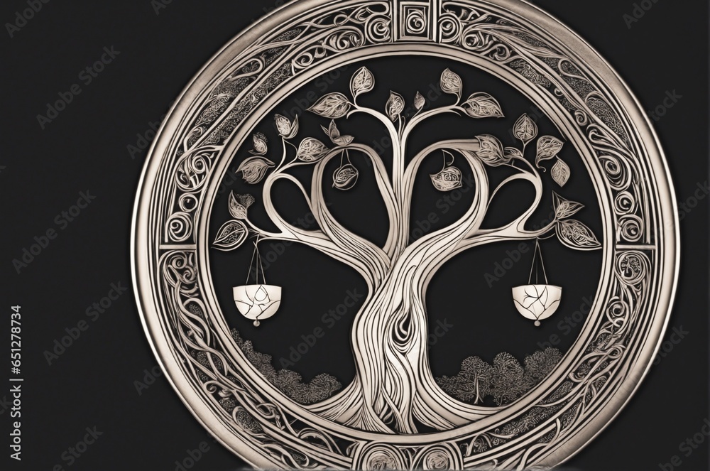 Ying yang concept of balance Yggdrasil tree of life norse mythology ...