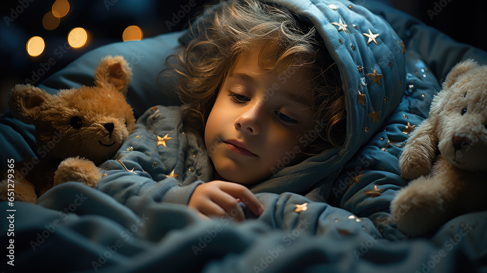 Generative AI, little cute european child sleeping, baby in a crib, boy ...