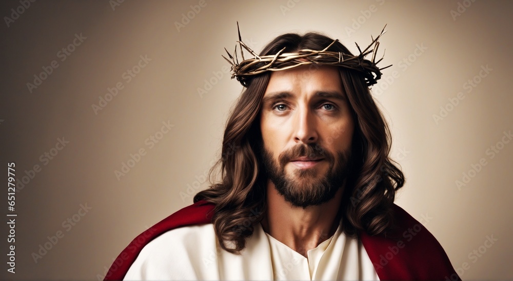 Jesus Christ wearing crown of thorns Passion and Resurection. Easter ...