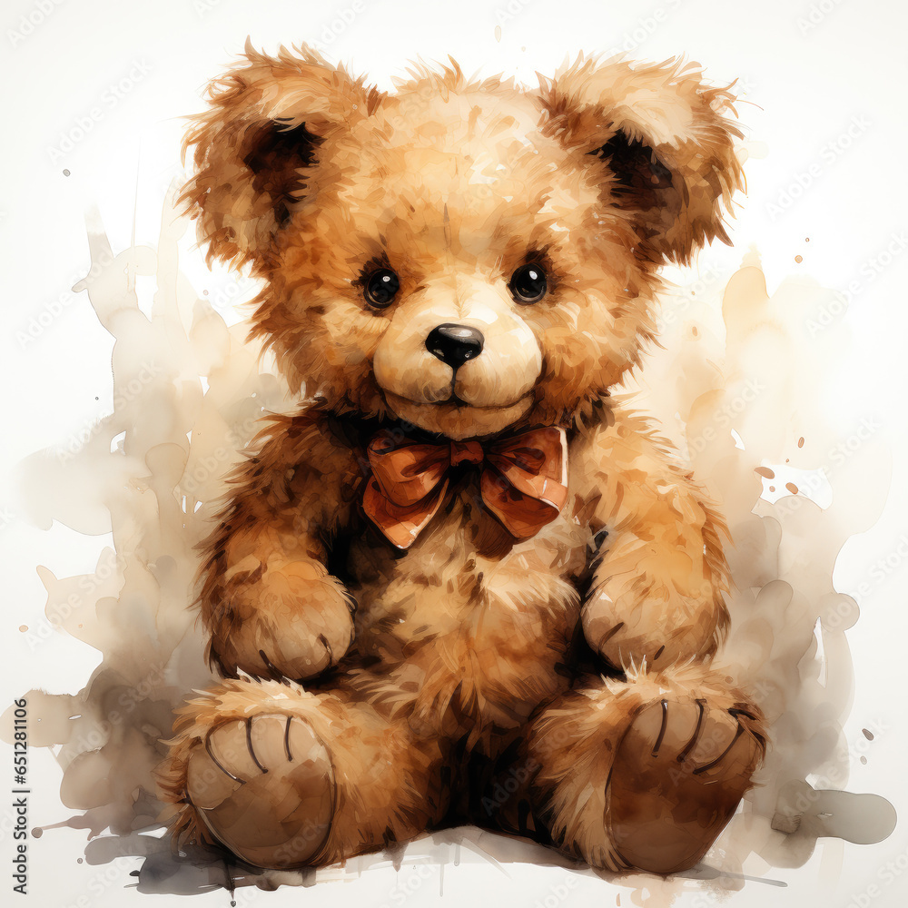 watercolor Teddy Day clipart, Generative Ai Stock Illustration | Adobe ...