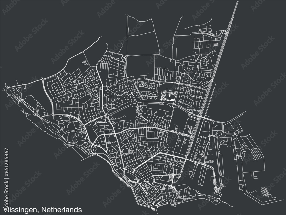 Detailed hand-drawn navigational urban street roads map of the Dutch ...