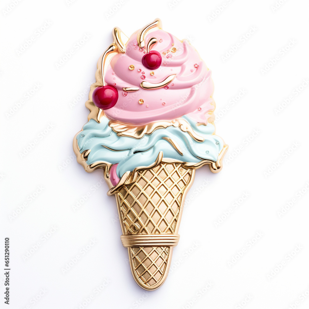 3D Ice cream, 3D embossed cute ice cream cone charm, One ice cream ...