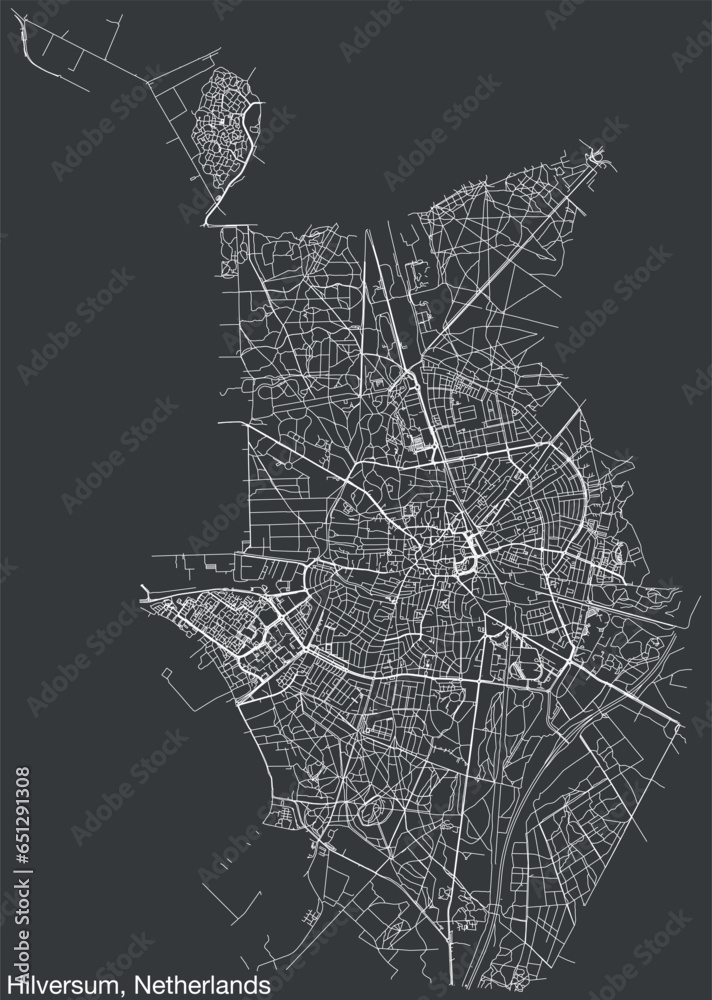 Detailed hand-drawn navigational urban street roads map of the Dutch ...
