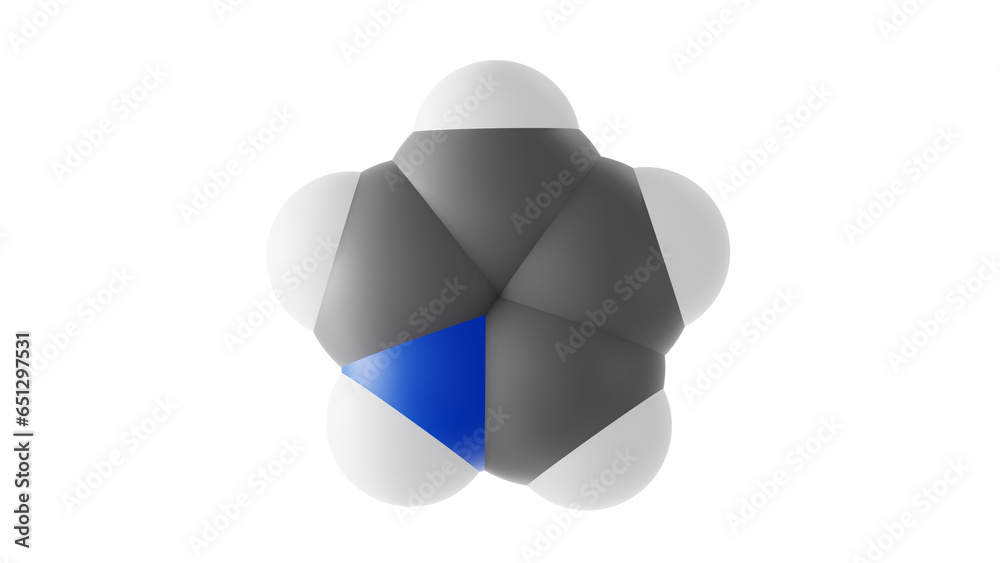 pyrrole molecule, heterocyclic aromatic compound molecular structure ...