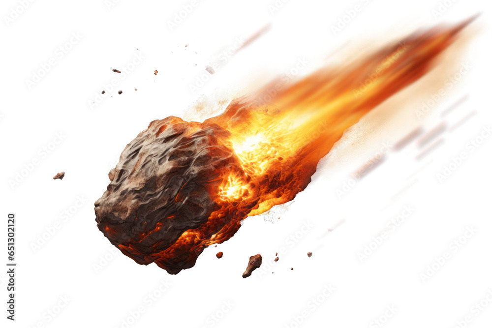 A brilliant flaming meteor with glowing molten tail streaking across ...
